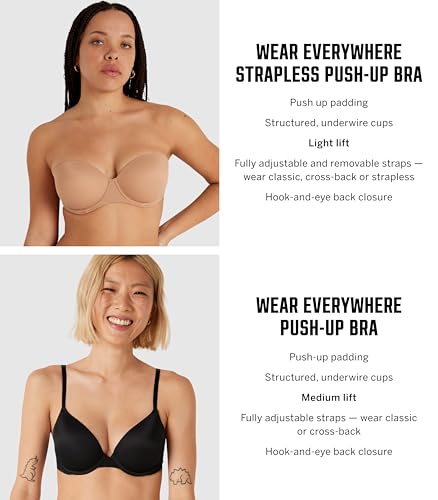 Victoria's Secret Pink Wear Everywhere Push Up Bra, Padded, Smoothing, Bras for Women, Red (32B)
