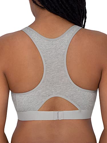 Smart & Sexy womens Comfort Cotton Front Back Close Racerback Bra, Light Grey Heather, 36D US