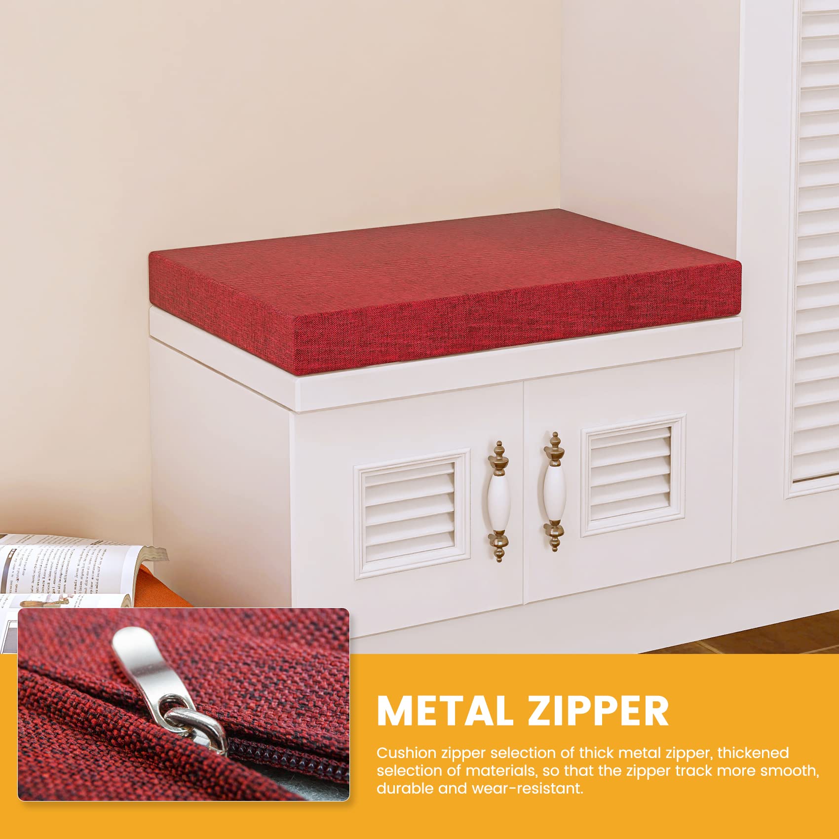 ROFIELTY Custom Size Bench Cushion Patio Bench Seating Cushion Indoor Bench Cushion Outdoor/Indoor Bench/Swing Cushion Porch Swing Cushion Bench Pads (Red,31.4 * 11.8 * 1.96in)