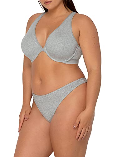 Smart & Sexy womens Comfort Cotton Front Back Close Racerback Bra, Light Grey Heather, 36D US