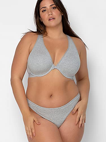 Smart & Sexy womens Comfort Cotton Front Back Close Racerback Bra, Light Grey Heather, 36D US