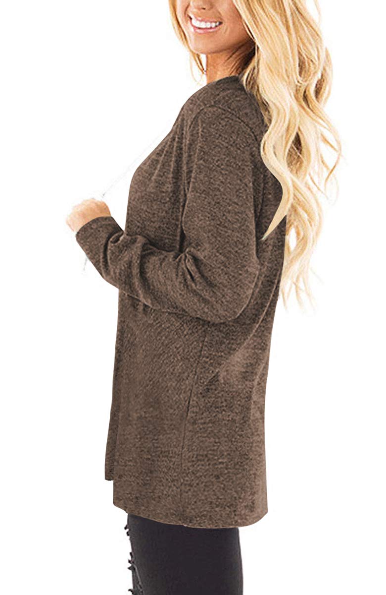 Jescakoo Tunic Tops for Leggings for Women Fall Clothes for Women 2024 V Neck Dressy Sweaters Coffee XL