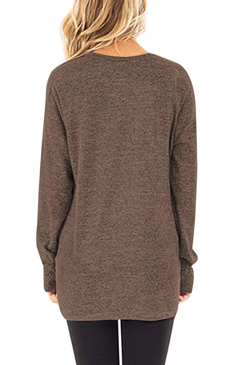 Jescakoo Tunic Tops for Leggings for Women Fall Clothes for Women 2024 V Neck Dressy Sweaters Coffee XL
