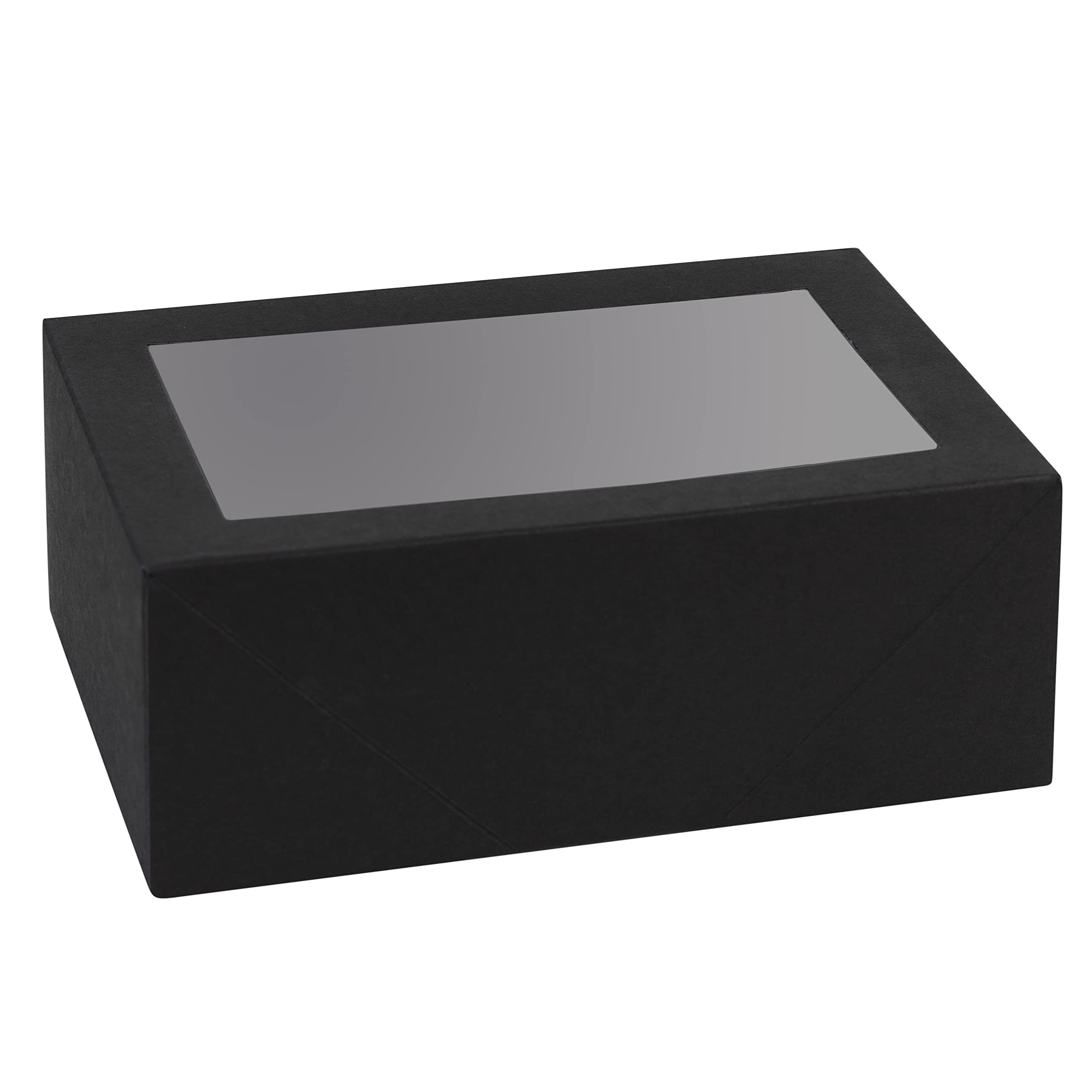 Hammont Gift Boxes - 8 Pack - Rectangular Shaped Bakery Boxes With Clear Window (Black, 7.5 * 5 * 3)