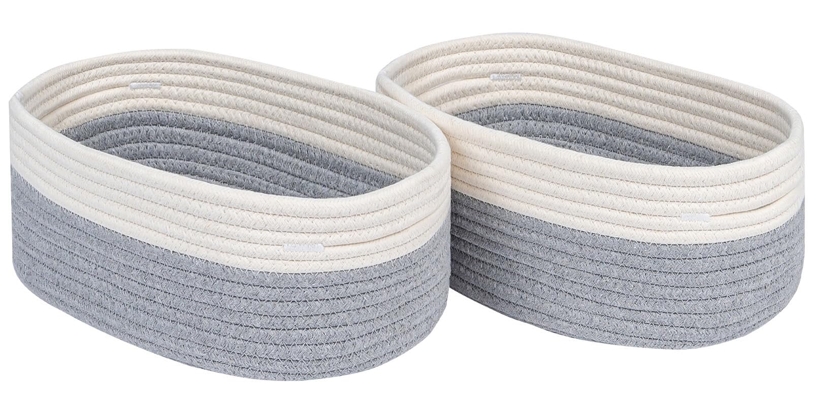 CubesLand Cube Shelf Storage Baskets for Organizing, Woven Shelf, Closet Bins Shelves Toy Basket Box Nursery Baby 2 Packs Organization Off White/Light Gray