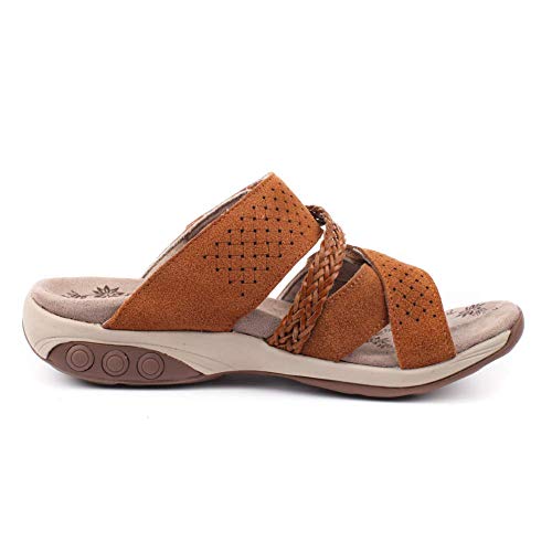 Therafit Rachel Women's Adjustable Slide Sandal - Cognac, Size 12 - for Plantar Fasciitis/Foot Pain
