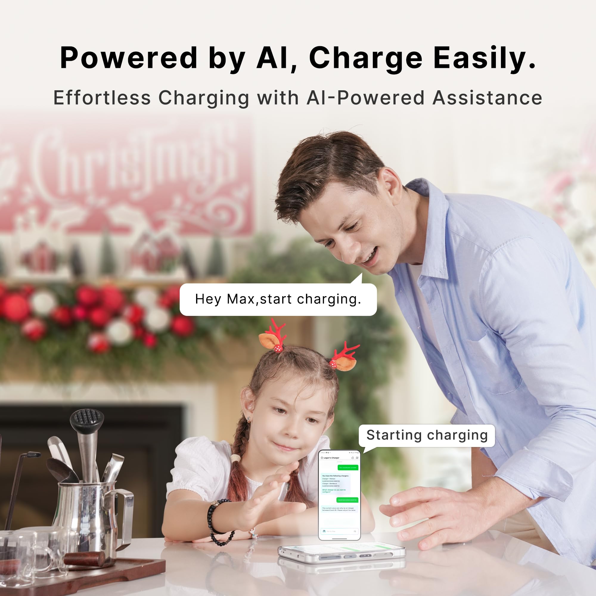 Autel MaxiCharger Home Electric Vehicle (EV) Charger, up to 40 Amp, 240V, Level 2 WiFi and Bluetooth Enabled EVSE, NEMA 14-50 Plug, Indoor/Outdoor, 25-Foot Cable with Separate Holster, Silver