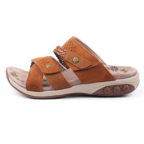 Therafit Rachel Women's Adjustable Slide Sandal - Cognac, Size 12 - for Plantar Fasciitis/Foot Pain