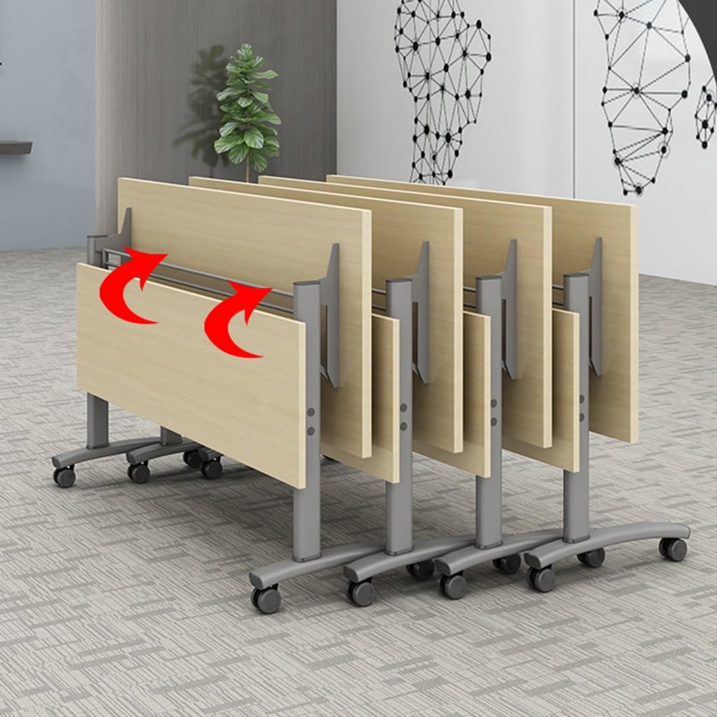Flip Top Mobile Training Table, Foldable Computer Table for Conference Rooms,Training,Media Centers,Classrooms,(Excluding Chairs) (Color : A, Size : 120 * 50 * 75cm)