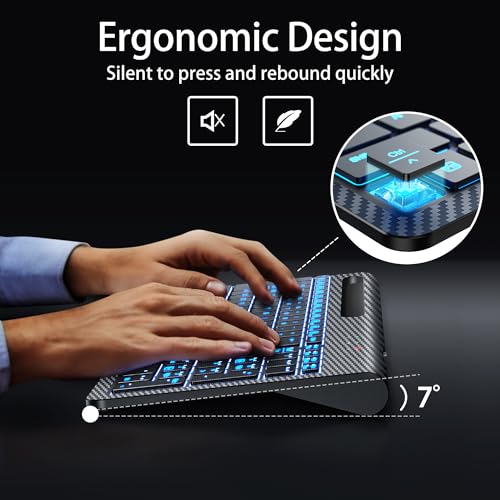 Wireless Keyboard and Mouse, Rechargeable, Adjustable 7 Color Backlight, Ergonomic, Quiet, with Phone Holder, 2.4G Stable Connection Slim Mac Keyboard and Mouse