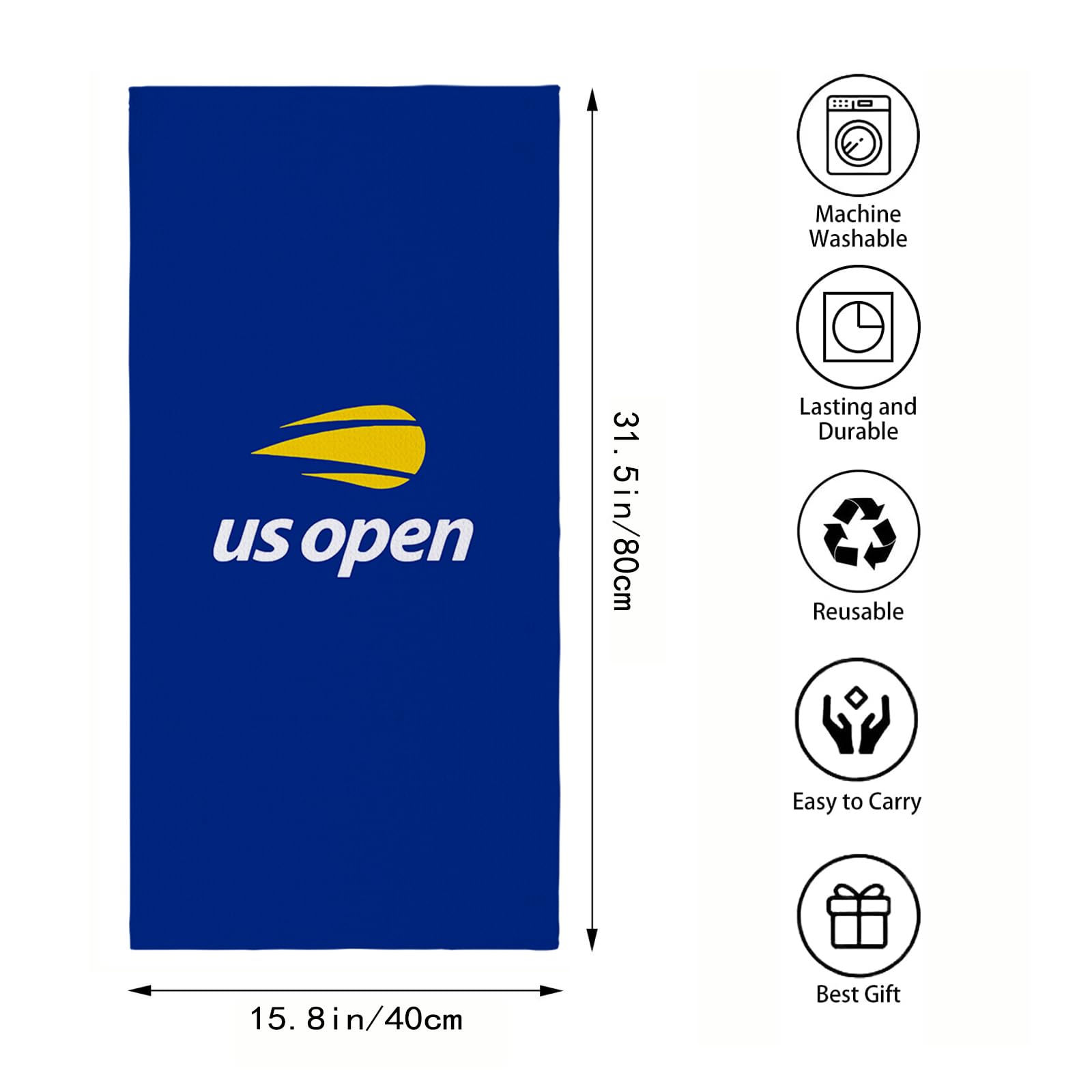 UNKSNAI US Tennis Quick Drying Hand Towel for Sweat Soft Dish Towel Gym Sports Face Towels (15.8 * 31.5 Inch)