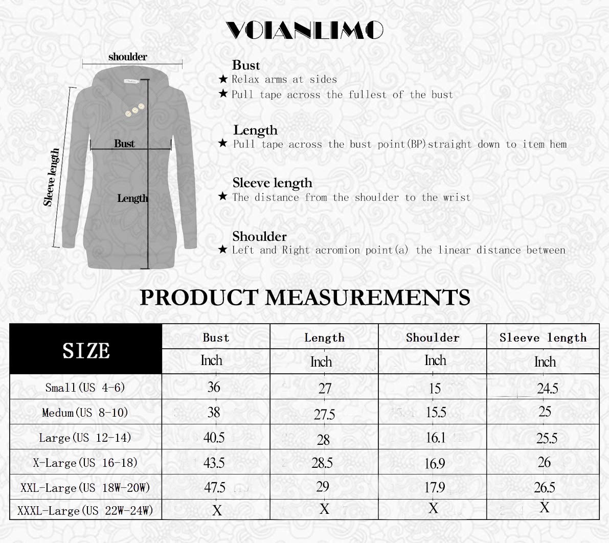 VOIANLIMO Women's Sweatshirts Long Sleeve Button V-Neck Pockets Pullover Hoodies Carbon Black S