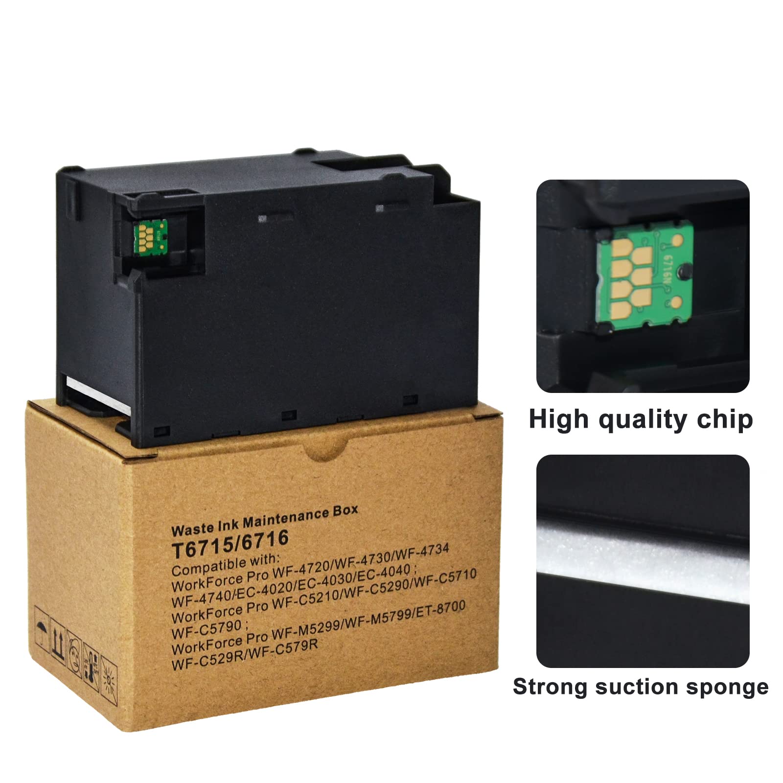 INK+ T6715 T6716 Maintenance Box for Workforce Pro WF-3820 WF-4820 EC-4020 WF-4830 WF-4720 WF-4834 WF-4734 WF-4730 WF-4740 ET-8700 EC-4030 WF-M5799 WF-C5710 WF-M5299 WF-C5290 Printer