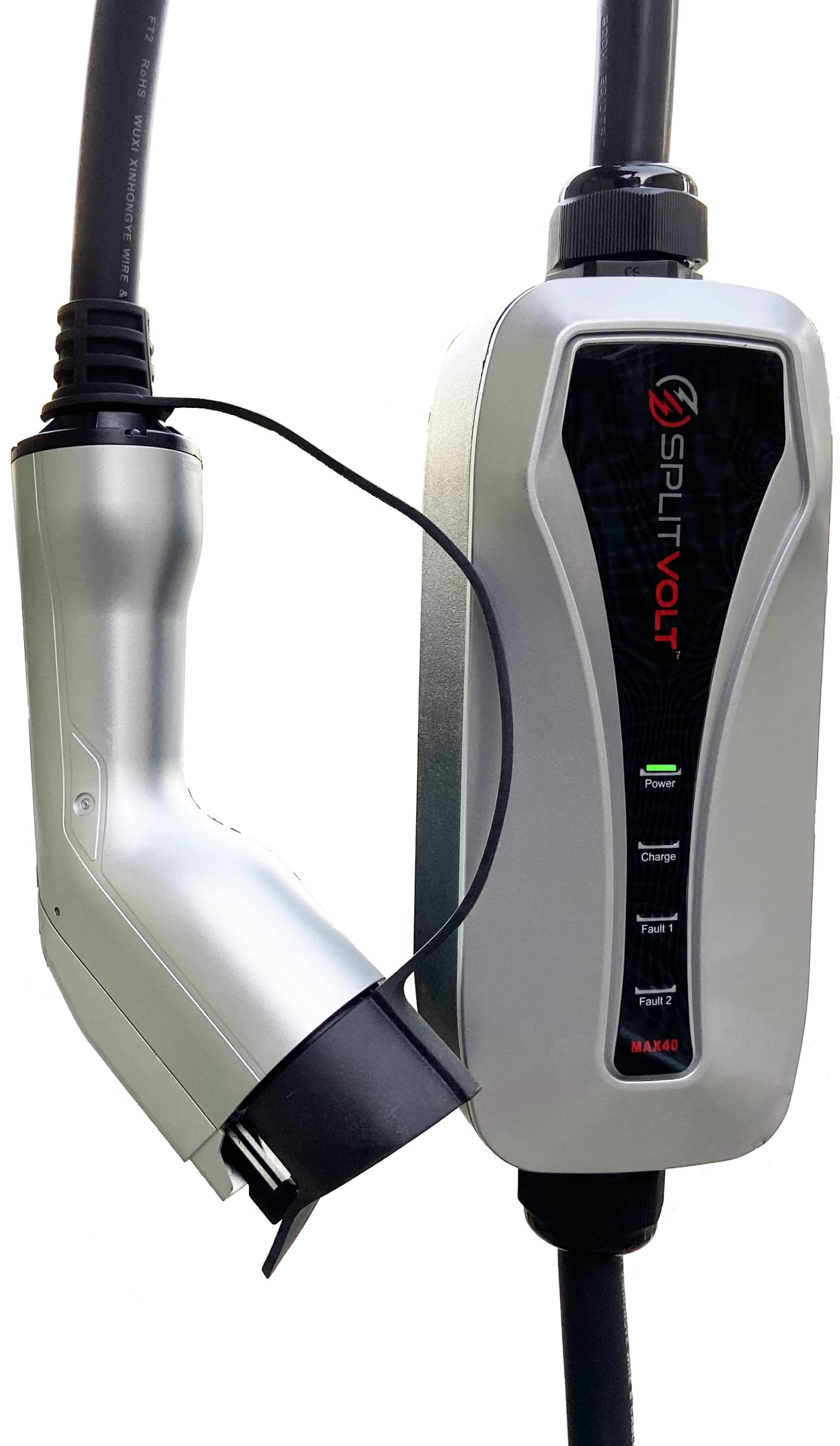 Splitvolt NEMA 14-30 Level 2 Portable EV Charger 24 Amp, 220-240 Volt, 26ft Cable, Electric Vehicle Charger Plug-in EV Charging Station with, J1772 Plug, Fastest 30 Amp Circuit NEC-Safe Charging