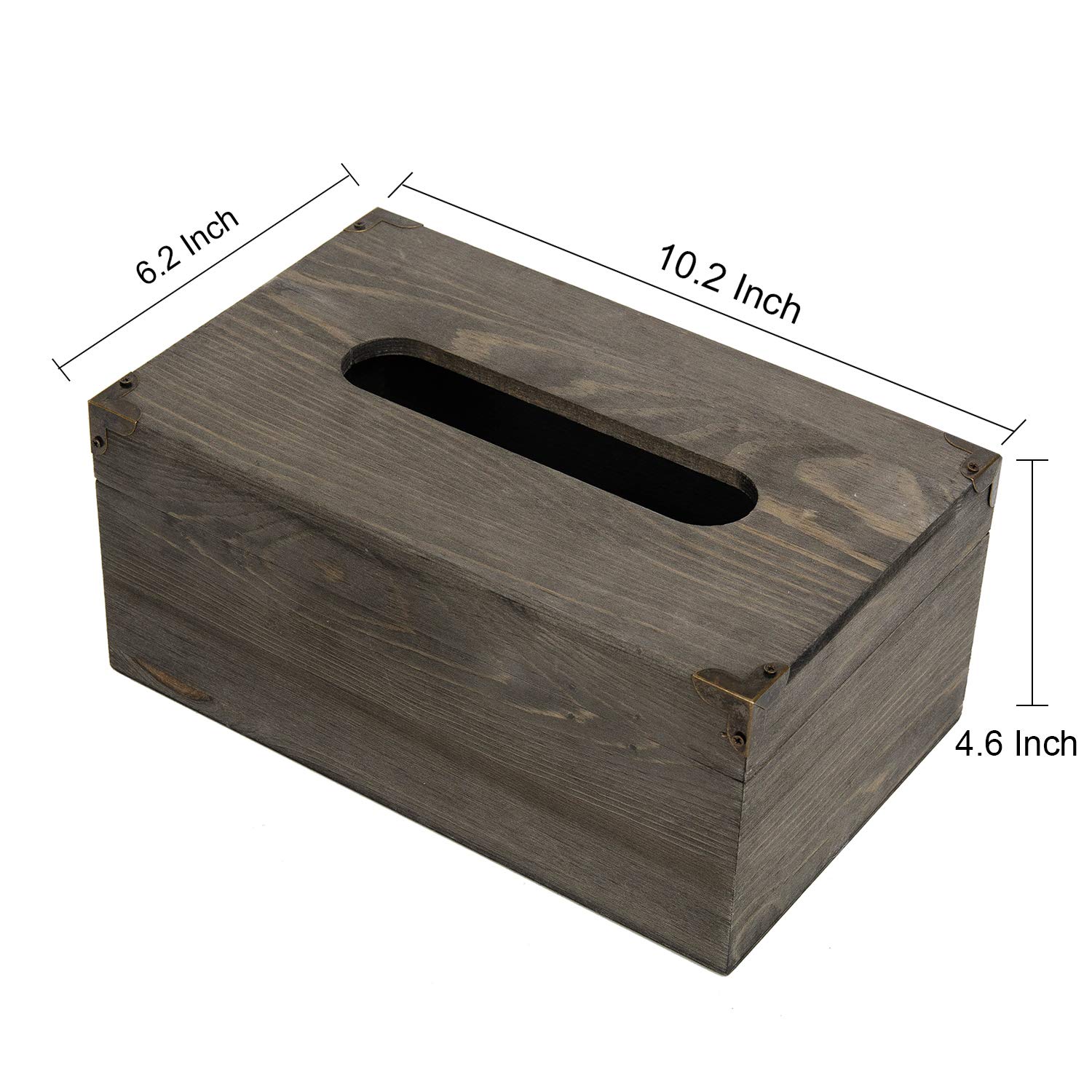 Distressed Wooden Rustic Facial Tissue Box Holder Tissue Box Cover Napkin Dispenser for bathroom Living room dining room bedroom toilet (Grey)