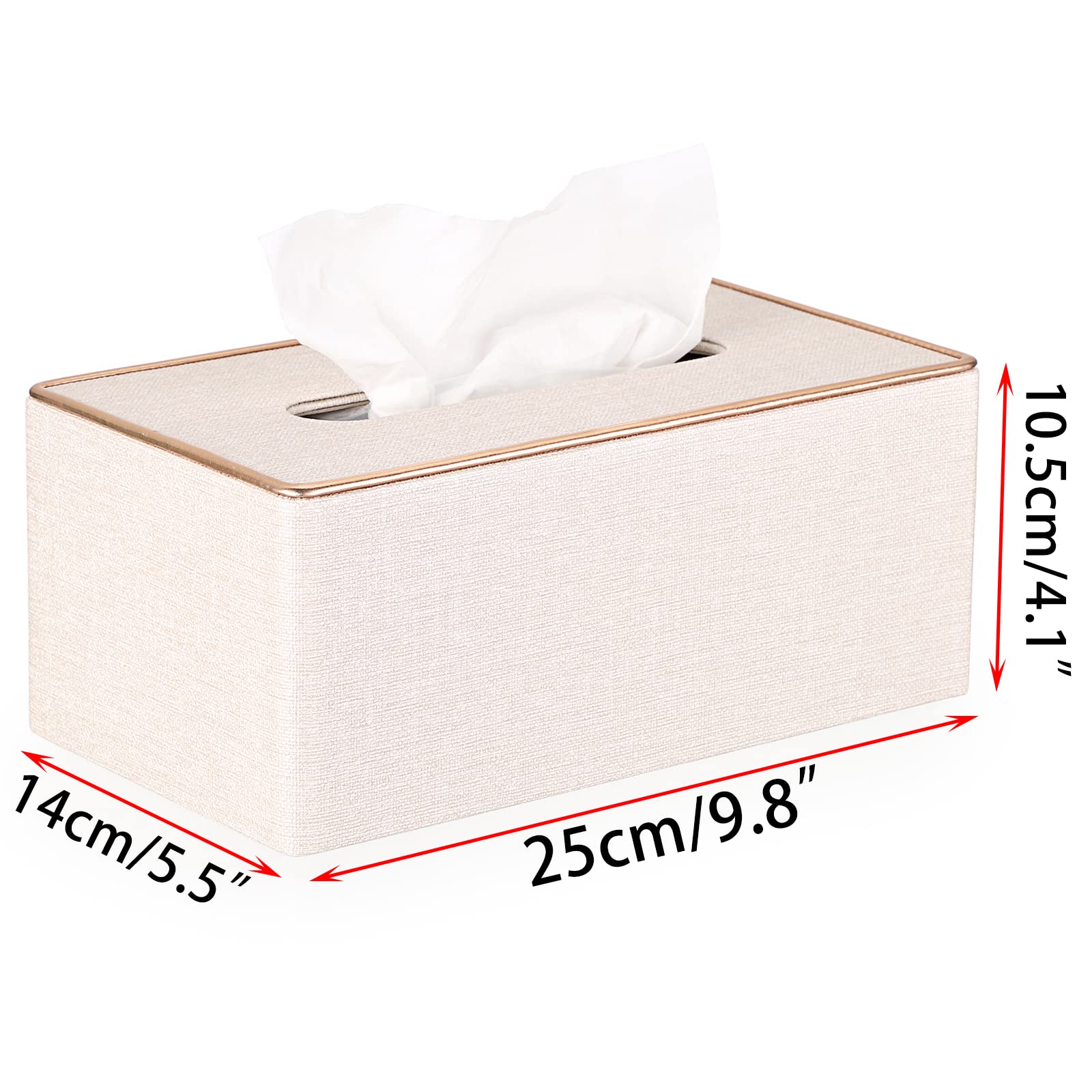 Sumnacon Rectangular Linen Tissue Box Cover - Stylish Tissue Box Holder with Magnetic Bottom, Decorative Tissue Box for Bathroom Toilet Vanity Night Stand Table Countertop Office, Beige Linen Texture