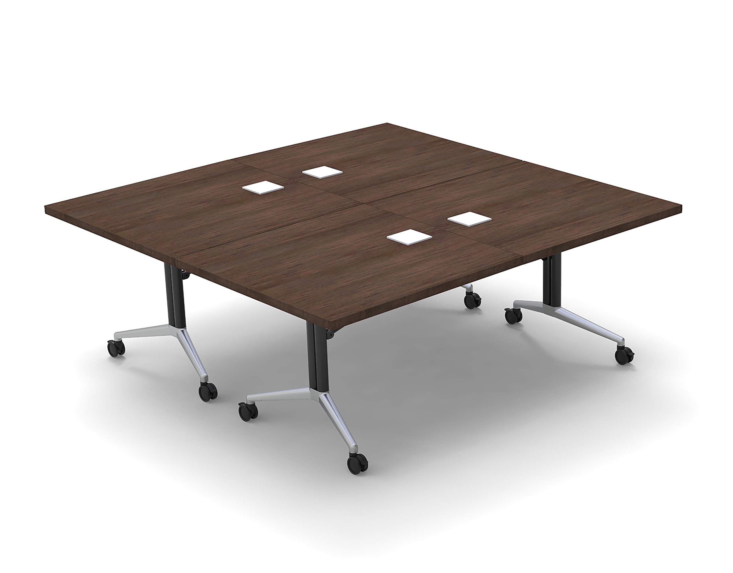 12 Person Conference Tables Meeting Seminar Fold Up Model 6732 2pc Color Java X-Thick Tops, Luxury Chrome Base & Casters, Ready to Use. (Tables, Power Bars Included, Seating NOT Included)
