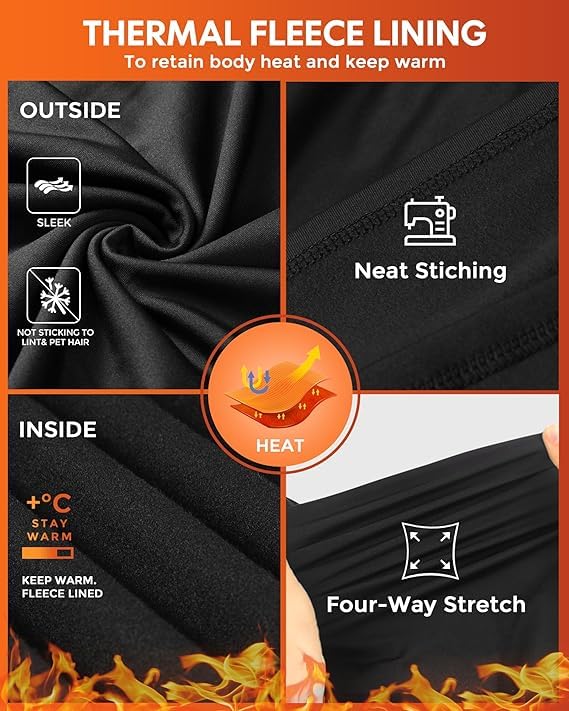 CL convallaira Women Thermal Underwear Base Layer Long Johns with Fleece Lined Set Winter Warm Top Bottom, Crewneck, X Large, Black