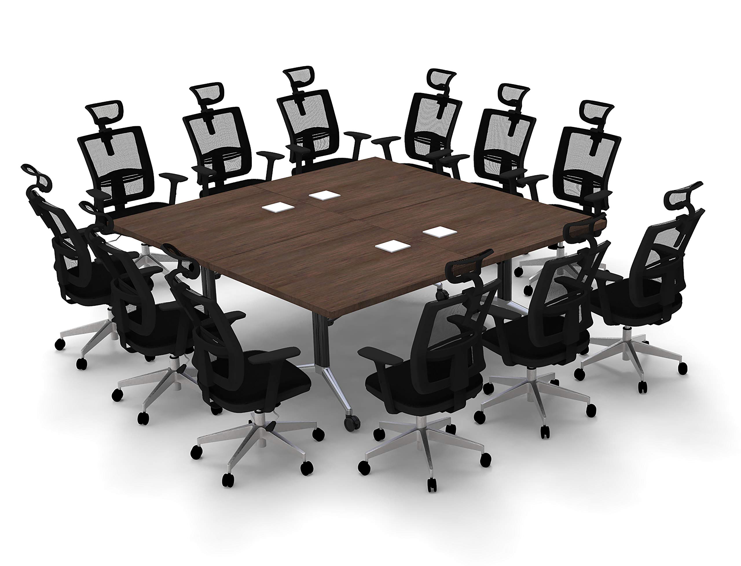 12 Person Conference Tables Meeting Seminar Fold Up Model 6732 2pc Color Java X-Thick Tops, Luxury Chrome Base & Casters, Ready to Use. (Tables, Power Bars Included, Seating NOT Included)