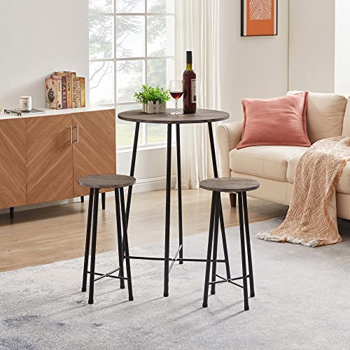 VECELO 23.6" Round Bar Table, Modern Bistro Pub Dining Room Furniture, Counter Height Wood Top for Breakfast Dinner Nap Conference, Easy Assembly, Rustic Brown