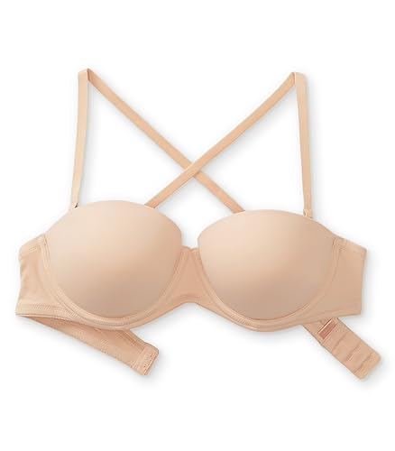 Victoria's Secret Pink Wear Everywhere Strapless Push Up Bra, Padded, Adjustable Straps, Beige, (34B)