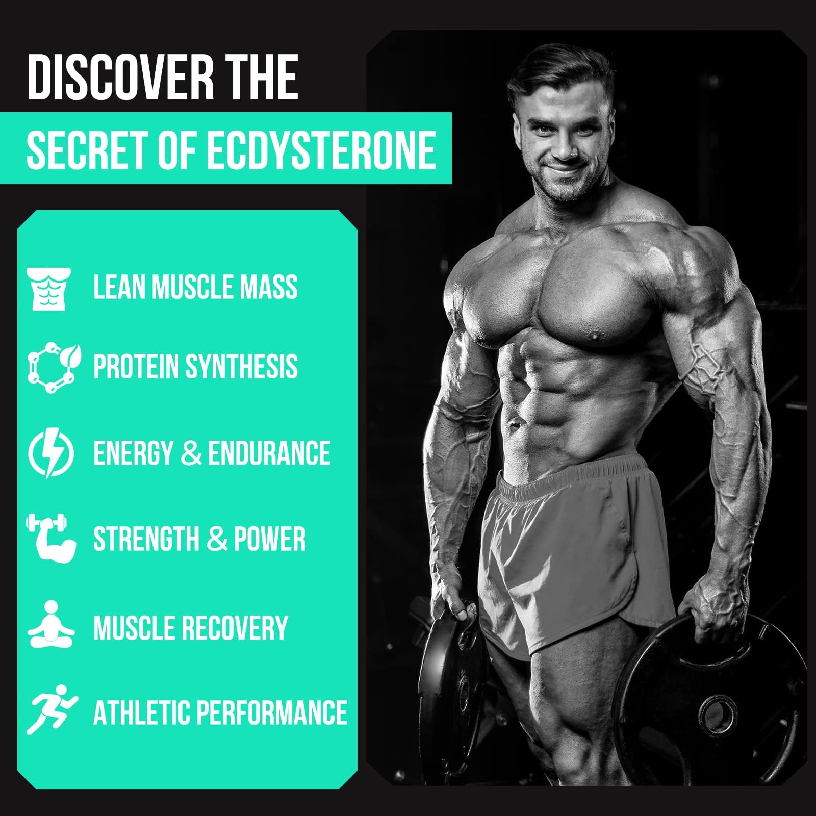 Thalacy 1200MG Beta Ecdysterone Supplement, 98% Maximum Purity Ecdysterone Supplements for Lean Muscle Mass, Athletic Performance & Strength, 60 Capsules