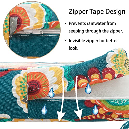 Magpie Fabrics Patio Bench Cushion Cover 42x18x3 Inch, NO Insert! Water Resistant Outdoor Loveseat Replacement Cover with Zipper (Heronsbill Turquoise Green)