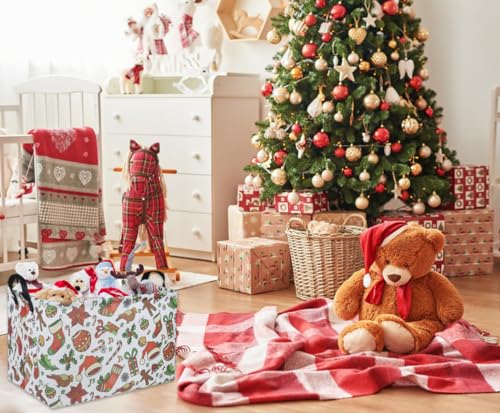 TIBAOLOVER Rectangular Kids Storage Gift Basket - Baby & Toy Storage Bin Organizer - Cute Room Decor (Christmas)