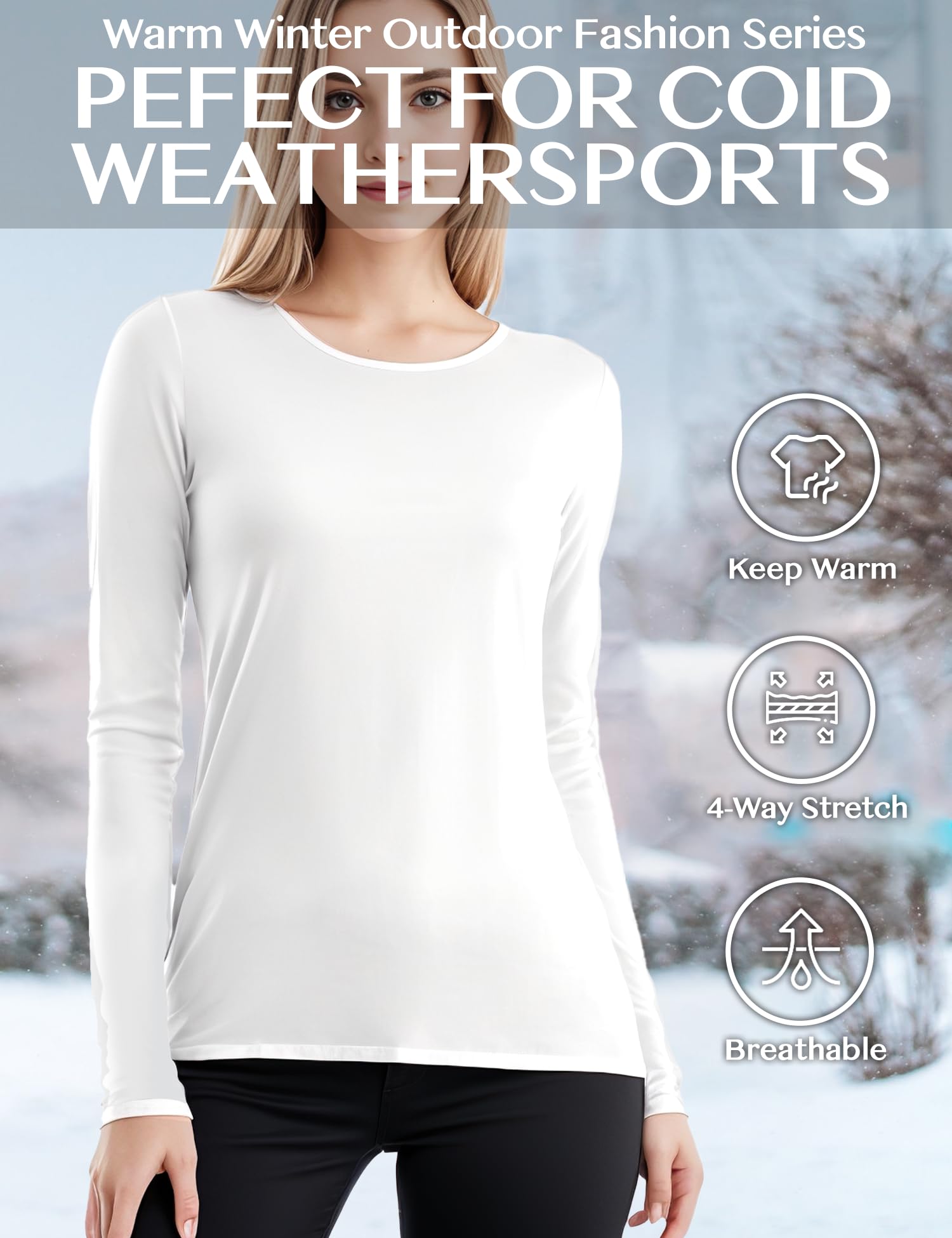 YOGINGO White Women's Thermal Underwear Top