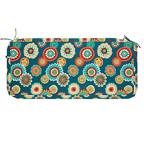 Magpie Fabrics Patio Bench Cushion Cover 42x18x3 Inch, NO Insert! Water Resistant Outdoor Loveseat Replacement Cover with Zipper (Heronsbill Turquoise Green)
