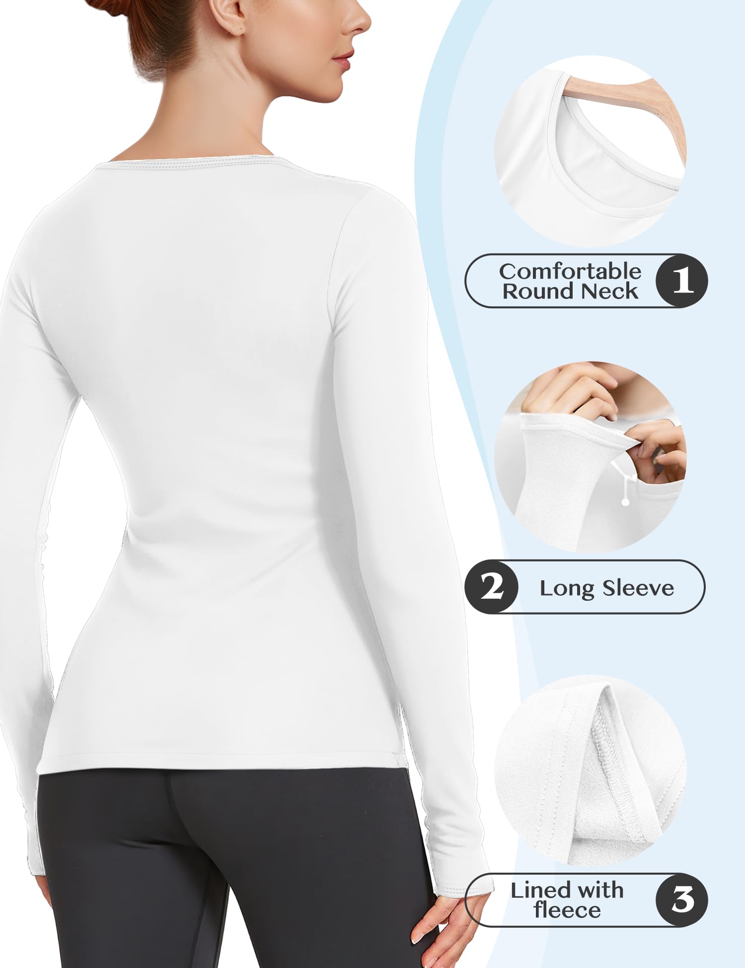 YOGINGO White Women's Thermal Underwear Top