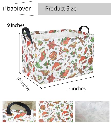 TIBAOLOVER Rectangular Kids Storage Gift Basket - Baby & Toy Storage Bin Organizer - Cute Room Decor (Christmas)