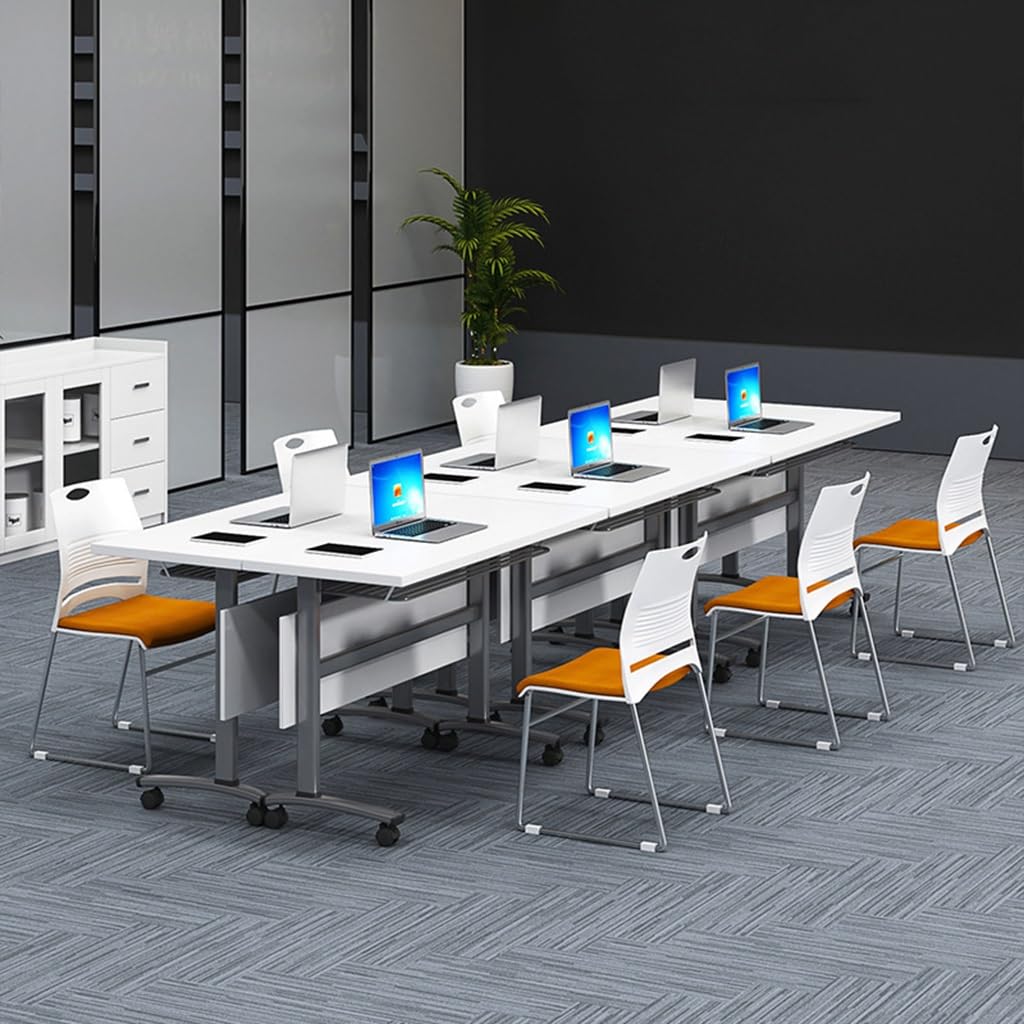 Flip Top Mobile Training Table with Modesty and Lockable Wheels, Folding Meeting Room Table Boardroom Desk for Office Conference Room(no Chair) (Color : A(Excluding Chairs), Size : 120 * 60 * 75cm)