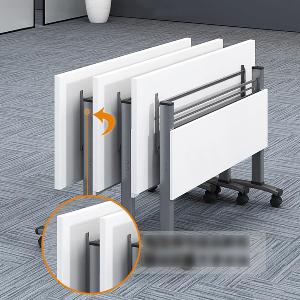 Flip Top Mobile Training Table with Modesty and Lockable Wheels, Folding Meeting Room Table Boardroom Desk for Office Conference Room(no Chair) (Color : A(Excluding Chairs), Size : 120 * 60 * 75cm)