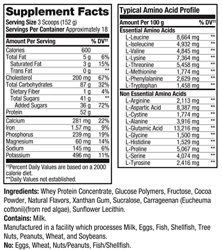 ProLab N-Large2 Mass Gainer - Powerful Mass Gaining Support Formula - Promotes Muscle Size, Growth, and Recovery - New (Chocolate Fudge Brownie, 6 LB)