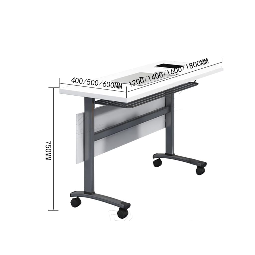 Flip Top Mobile Training Table with Modesty and Lockable Wheels, Folding Meeting Room Table Boardroom Desk for Office Conference Room(no Chair) (Color : A(Excluding Chairs), Size : 120 * 60 * 75cm)