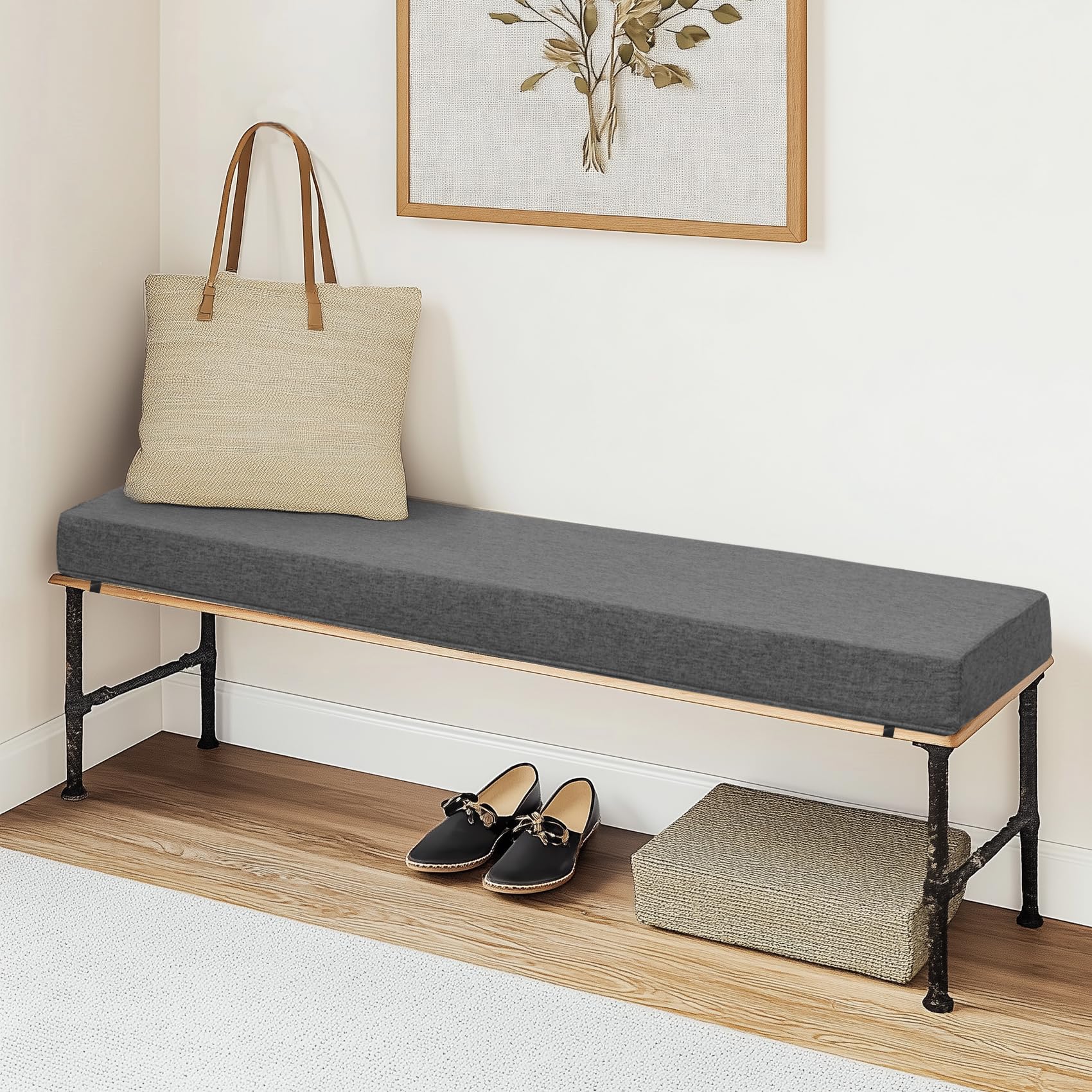 ROFIELTY Bench Cushion 39 inch, Durable Bench Cushions for Indoor Furniture, Window Seat Cushions Indoor, Personalized Custom Bench Cushion (39x15x2inch,Dark Gray)