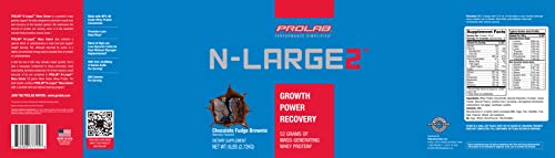 ProLab N-Large2 Mass Gainer - Powerful Mass Gaining Support Formula - Promotes Muscle Size, Growth, and Recovery - New (Chocolate Fudge Brownie, 6 LB)