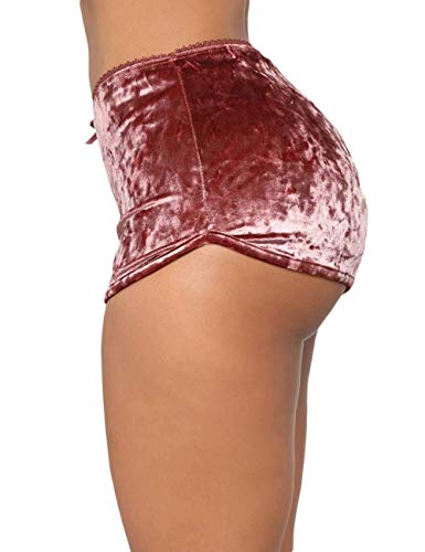 Springcmy Women's Velvet 2PCS Outfits Spaghetti Strap Crop Top and Shorts Pajama Sets (Pink,S)