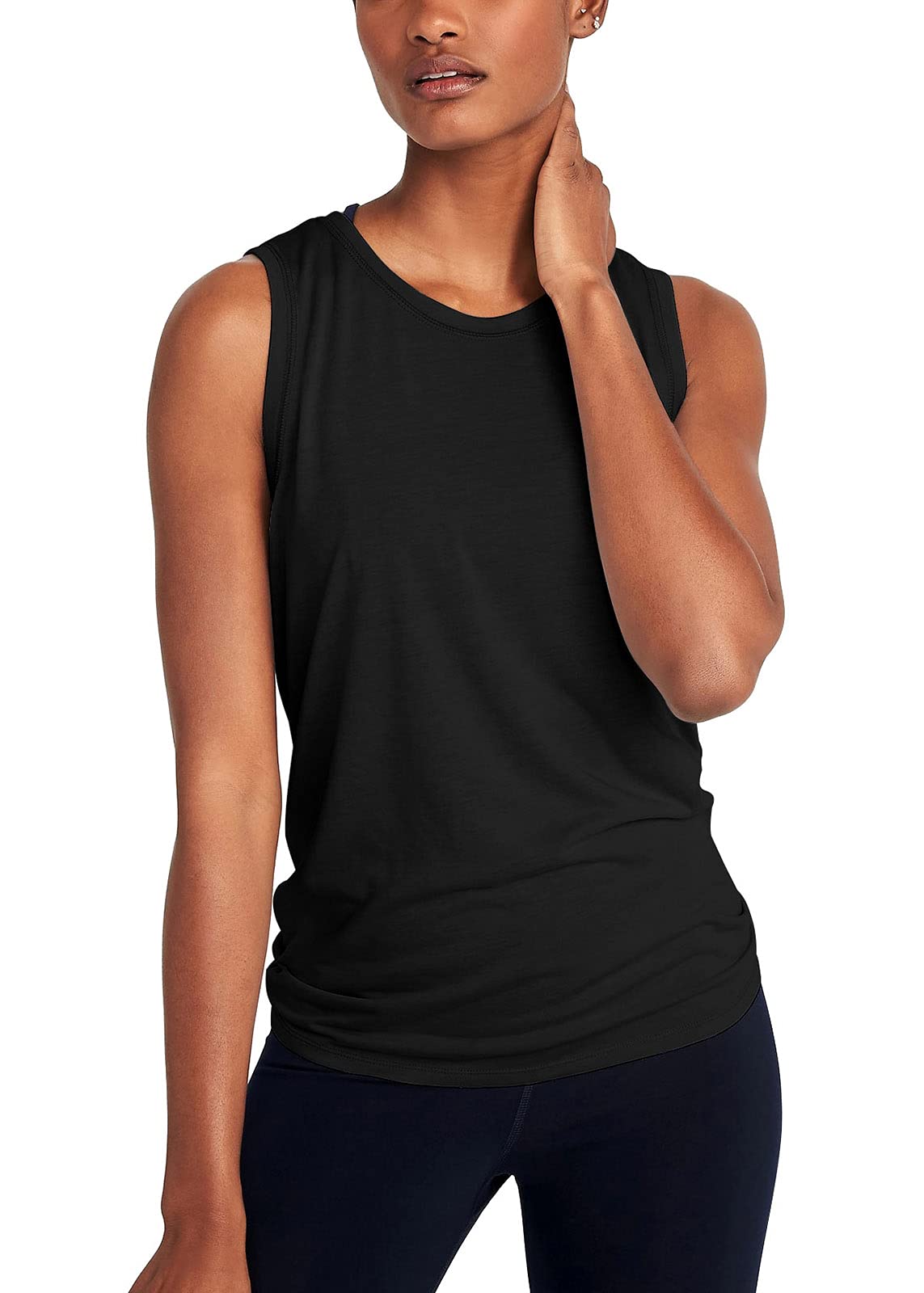 Mippo Women's Open Back Workout Tank Top - Yoga, Athletic, Tennis, Muscle, Black M
