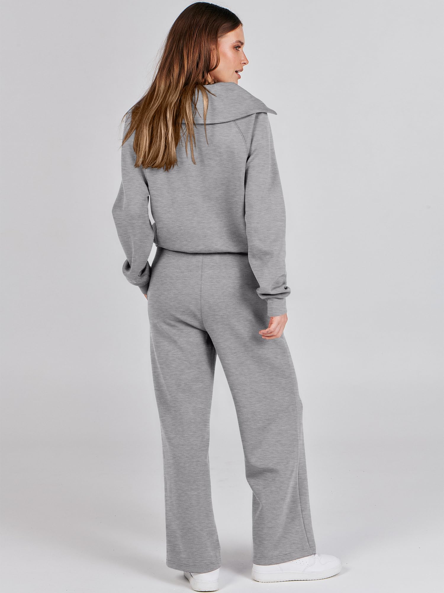 ANRABESS Women 2 Piece Outfits Sweatsuit Oversized Sweatshirt Sweatpants Tracksuit Sweat Lounge Matching Set 2025 Fall Trendy Grey Medium