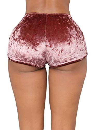 Springcmy Women's Velvet 2PCS Outfits Spaghetti Strap Crop Top and Shorts Pajama Sets (Pink,S)
