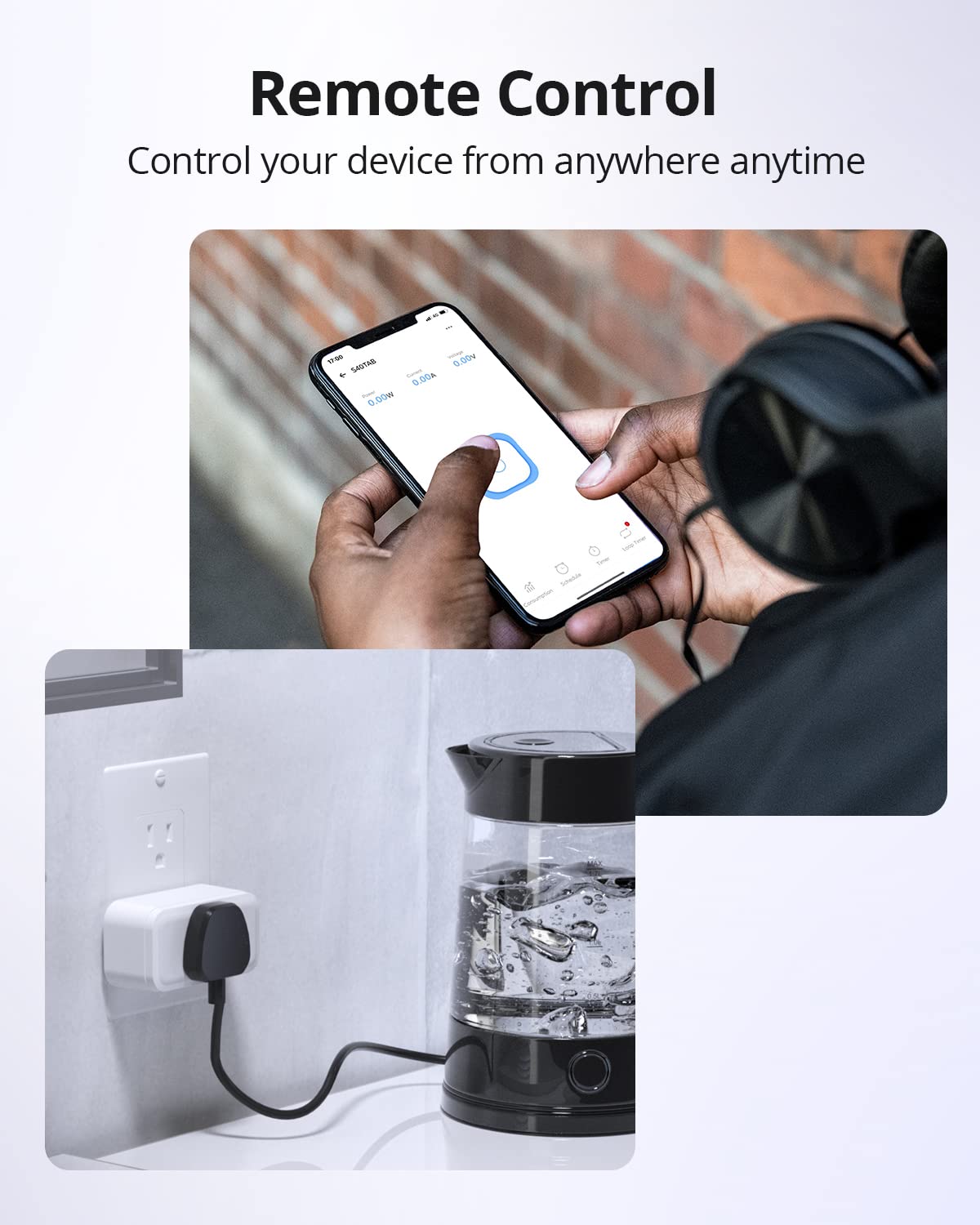 SONOFF S40 WiFi Smart Plug with Energy Monitoring, 15A Smart Outlet Socket ETL Certified, Work with Alexa& Google Home, IFTTT Supporting, 2.4Ghz WiFi Only (2-Pack)