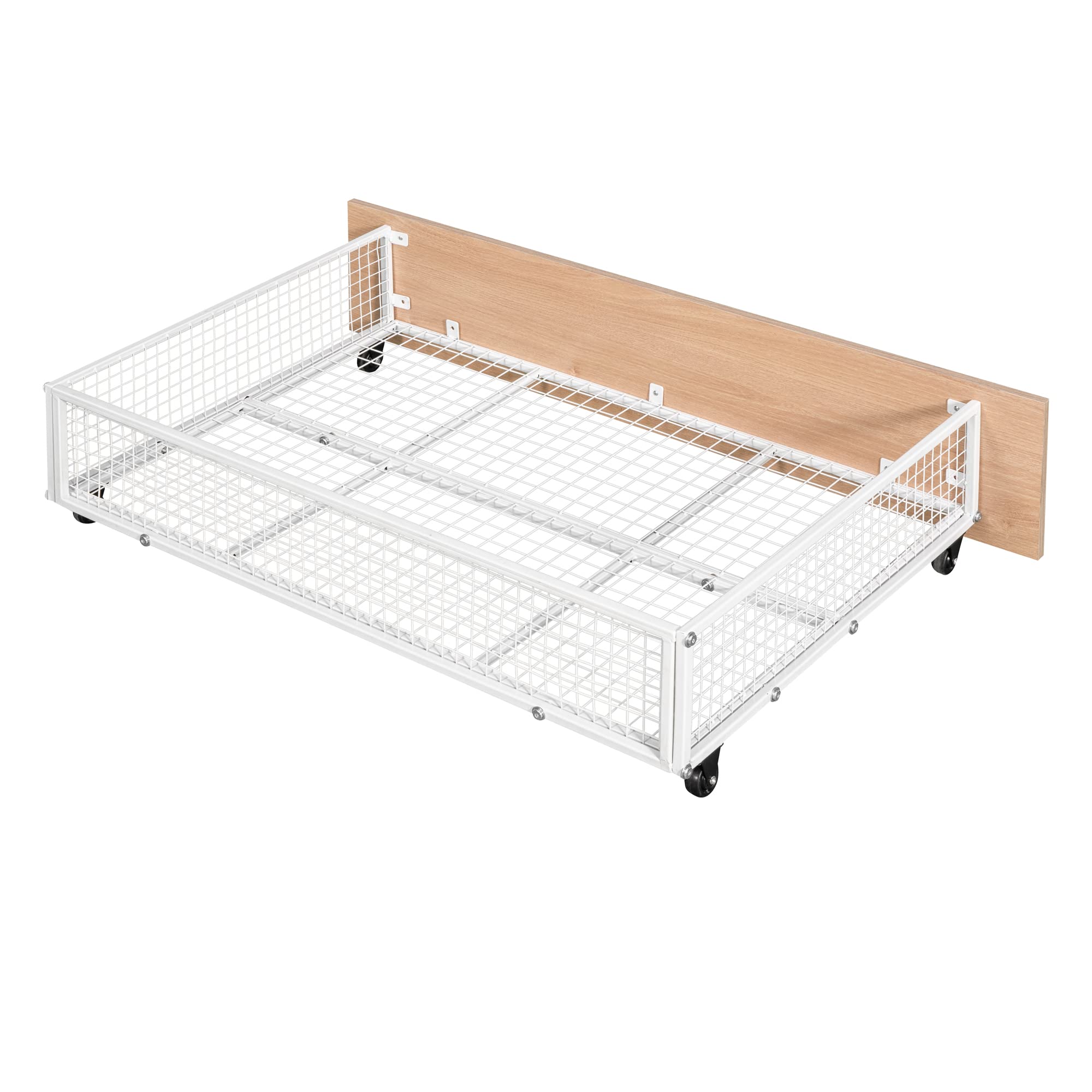 BIADNBZ Full Over Twin & Twin Triple Bunk Bed with Two Drawers, Metal 3 in 1 Bedframe with Guardrails, L-Shaped, for Kids Teens Adults Bedroom, White