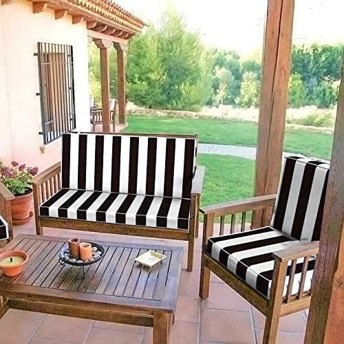 TWLEAR Outdoor Cushion Covers, Patio Cushion Covers for Outdoor Furniture, Water Resistant Porch Bench Swing Loveseat Cushion Replacement, 45" x 18" x 3", 1 Pack, Cabana Black (Covers ONLY)