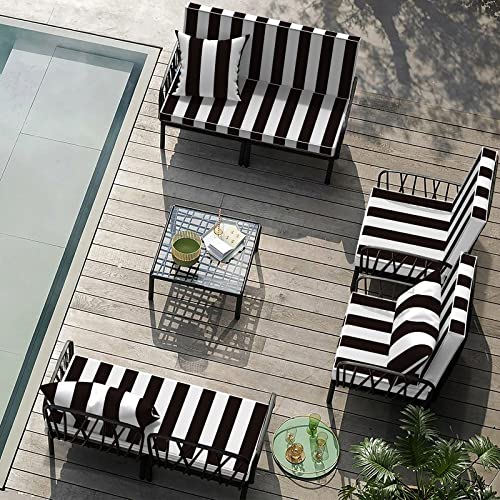 TWLEAR Outdoor Cushion Covers, Patio Cushion Covers for Outdoor Furniture, Water Resistant Porch Bench Swing Loveseat Cushion Replacement, 45" x 18" x 3", 1 Pack, Cabana Black (Covers ONLY)