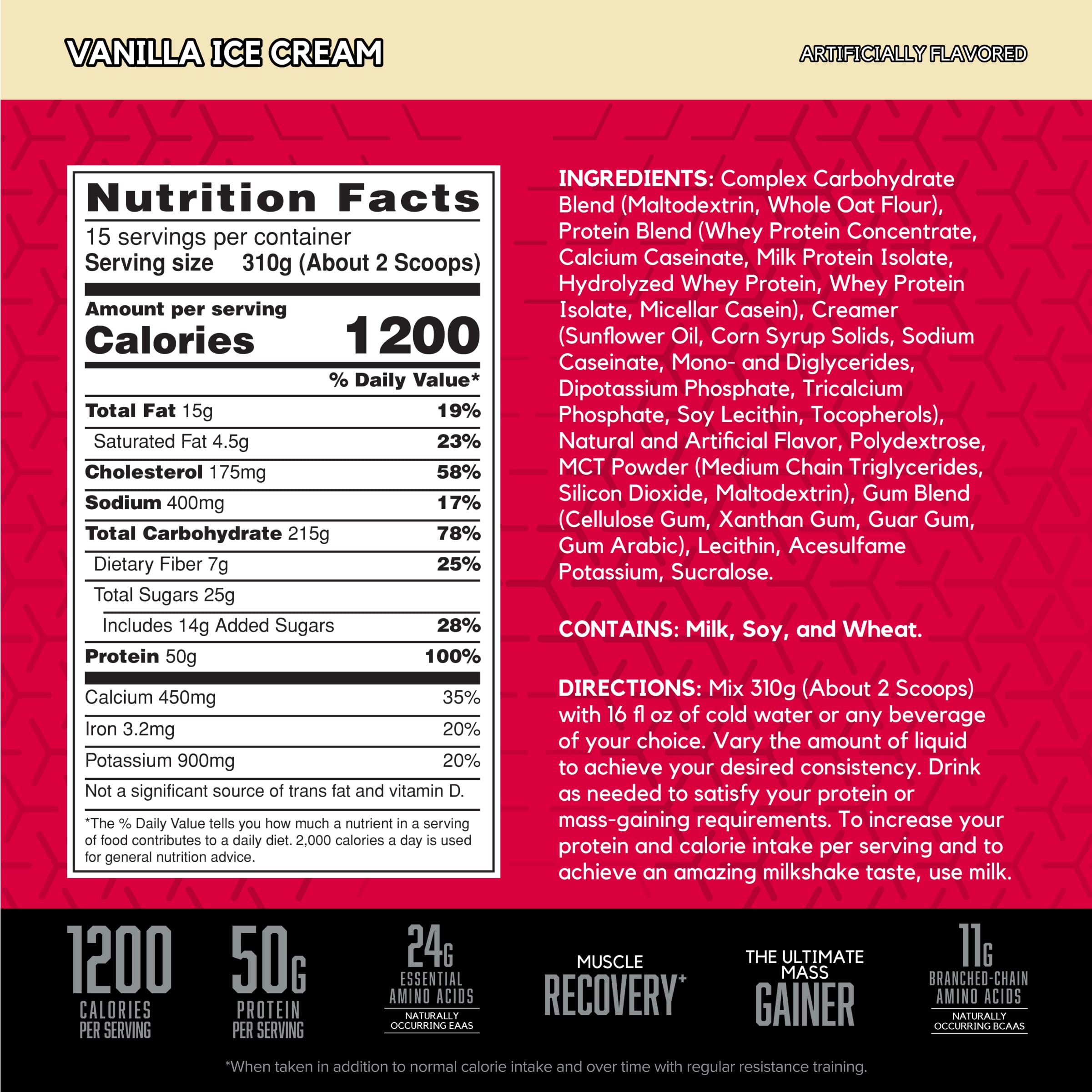TRUE-MASS 1200, Vanilla Ice Cream, 10.38 Pound