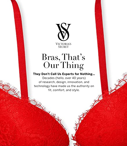 Victoria's Secret Dream Angels Push Up Bra, Padded, Plunge Neckline, Bras for Women, Black (34DD)
