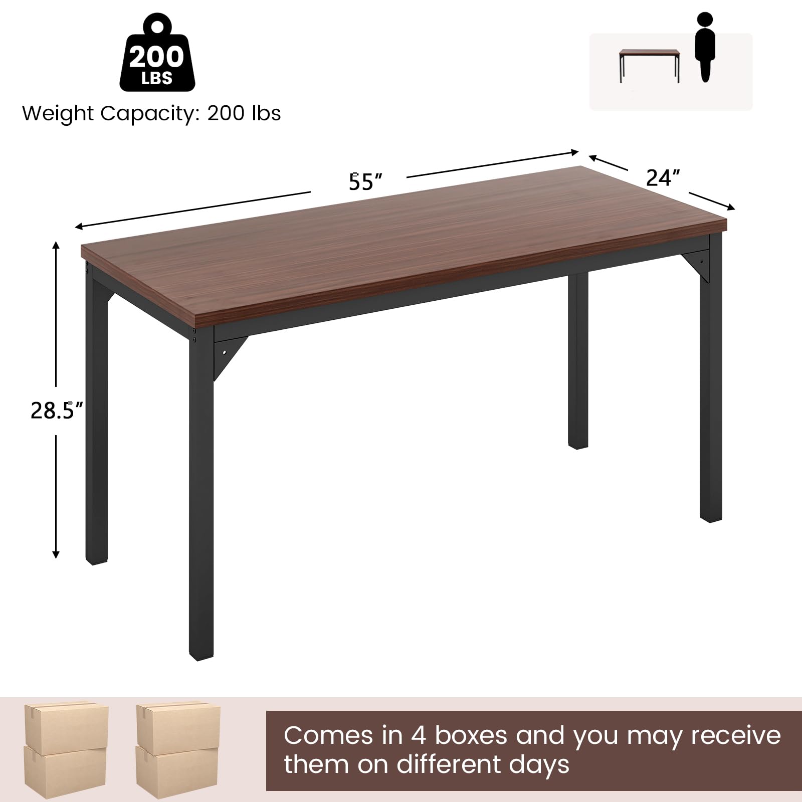 Tangkula Conference Table Set of 4, Rectangular Meeting Room Table with Large Tabletop & Heavy-Duty Metal Frame, Multifunctional Computer Desk for Home, Office, Conference Room