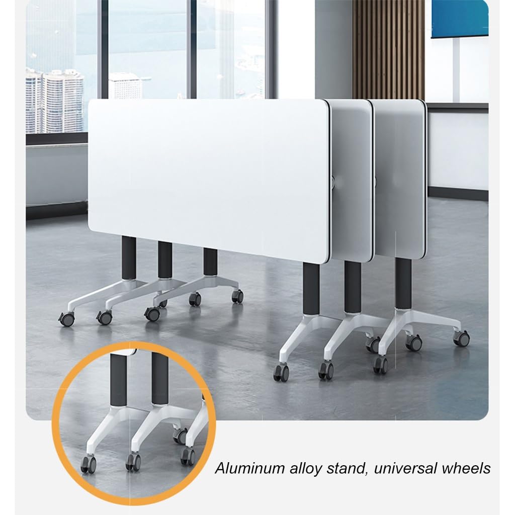 3pcs Foldable Conference Tables, Flip Top Mobile Training Table with Modesty and Lockable Wheels,Quickly Change from Horizontal to Vertical (Color : B, Size : 120 * 40 * 75cm)